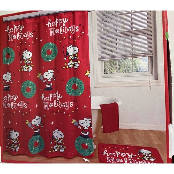 Peanuts | Bath | 4 Piece Bath Set Snoopy Christmas Bath Mat Shower ...